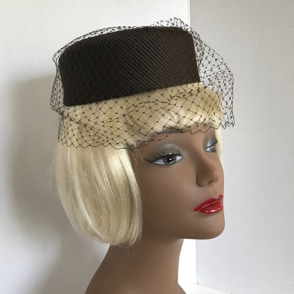 Accessories | Vintage Hat Brown Pillbox With Veil | Poshmark